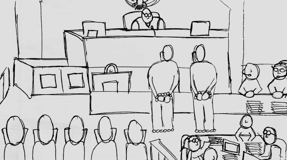 how to draw a courtroom